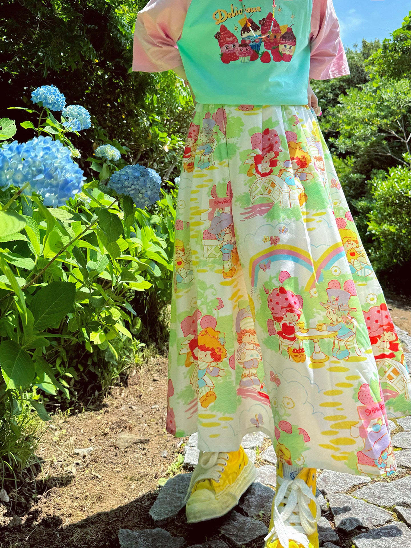 Kawaii Pleated Print Skirt - made in zzz | Land Decora