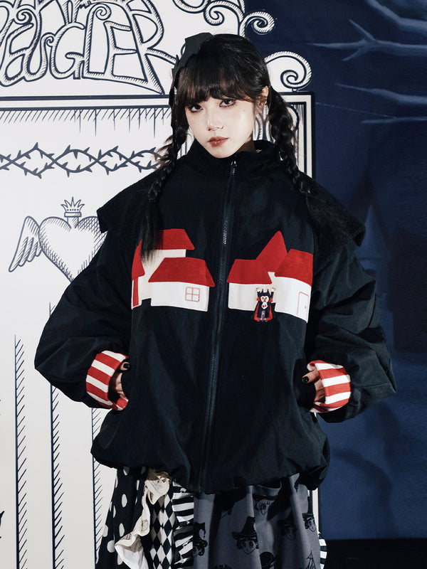 Harajuku Coat Red House Exquisite Embroidery Cloak Coat Meugler – Land ...