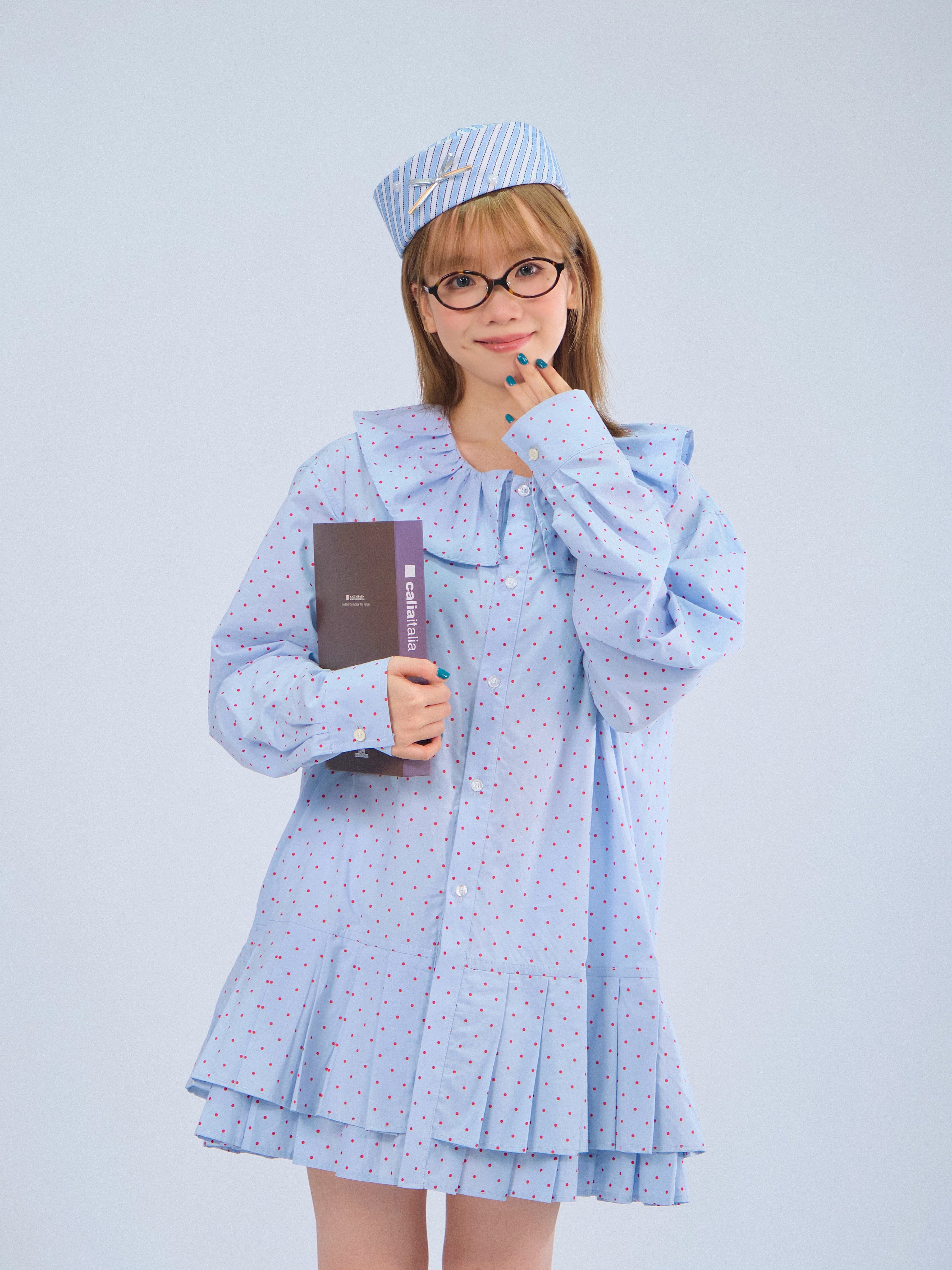 Vintage Polka Dot Pleated Shirt Dress Soft Cotton A-Line - MeowMeow Bug ...