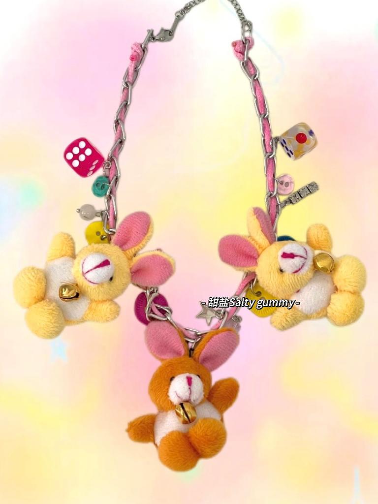 Y2K Plush Doll Necklace Handmade Quirky Choker - Salty Gummy | Land Decora