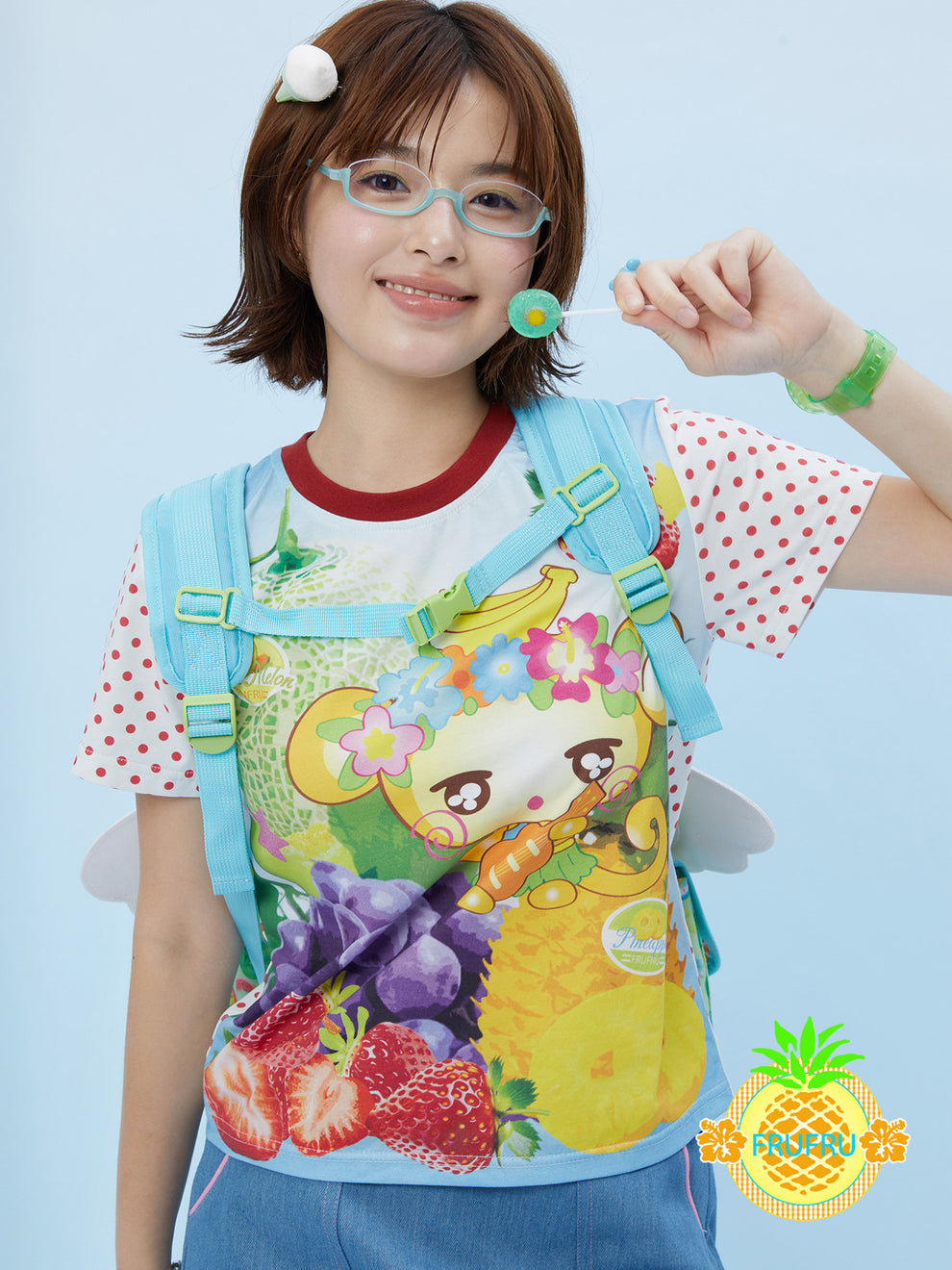 Kawaii Fruit Print Wing Backpack - frufru | Land Decora