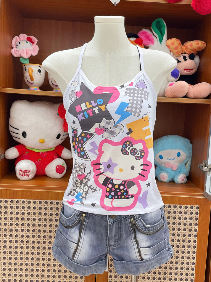 Decora Kei Summer Print Tank Top Kawaii Y2K Vest - Princess Kitty ...