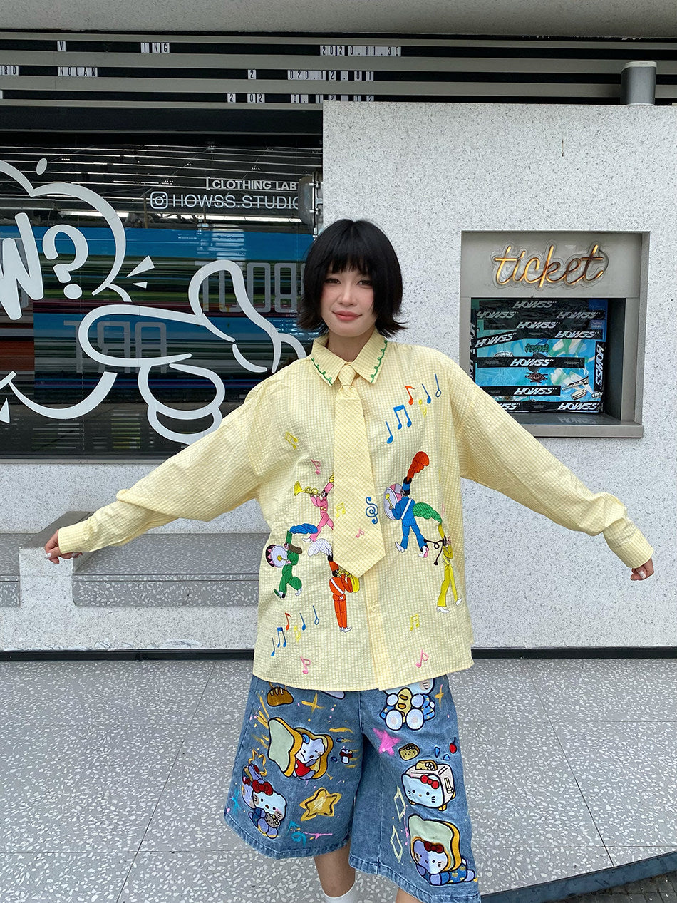 Kidcore Embroidered Plaid Shirt - BIBULU | Land Decora