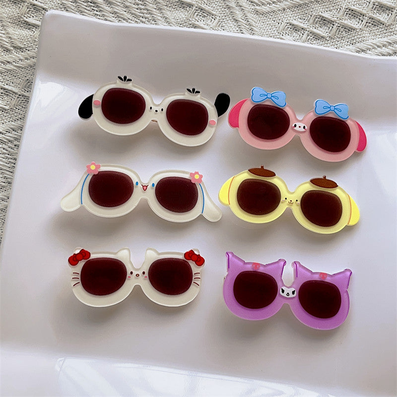 Kawaii Sanrio Glasses Hair Clips Set - Cute Accessories | Land Decora