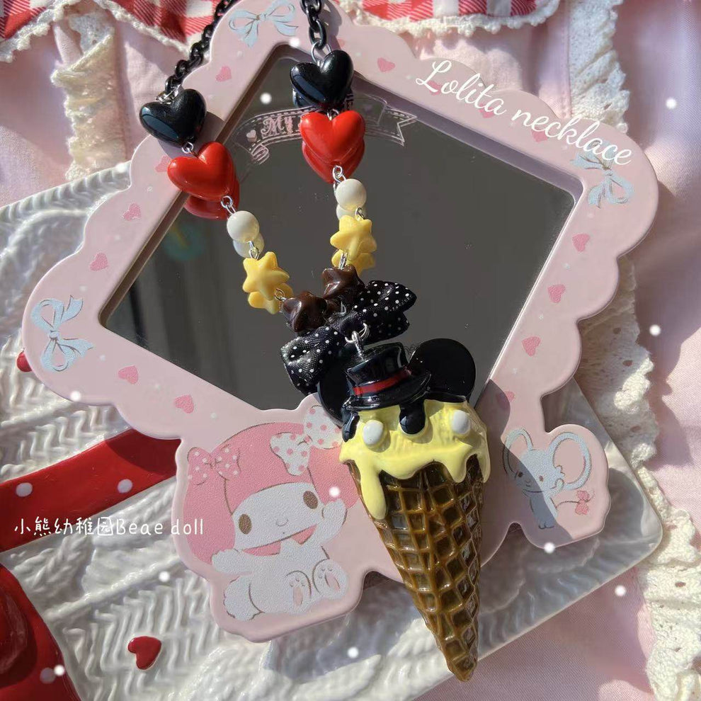 Kawaii Ice Cream Cone Necklace - Bear Doll | Land Decora