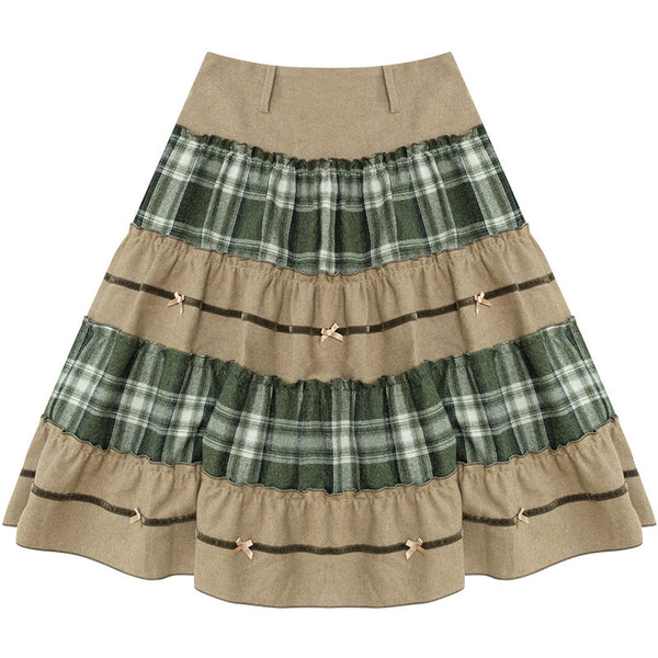 Girly Kei Green Plaid Midi Skirt - ziziFei | Land Decora