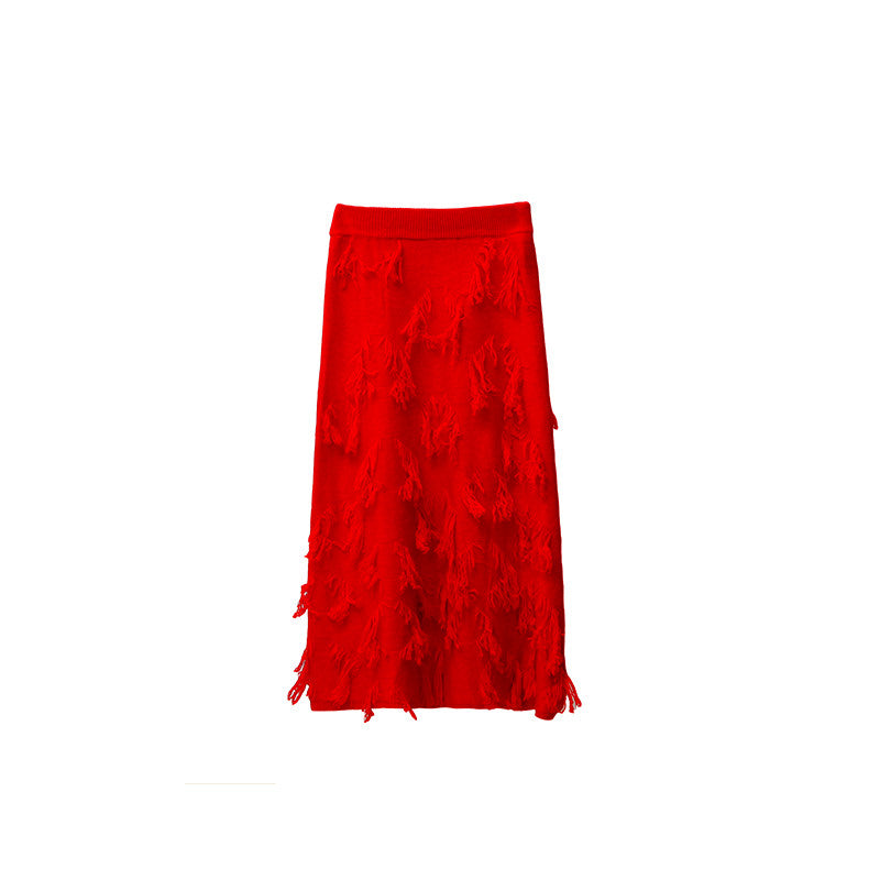 Girly Kei Red Knit Skirt - uare | Land Decora