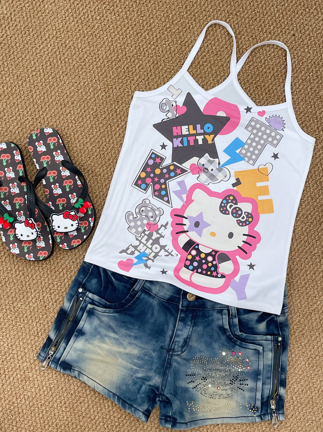 Decora Kei Summer Print Tank Top Kawaii Y2K Vest - Princess Kitty ...